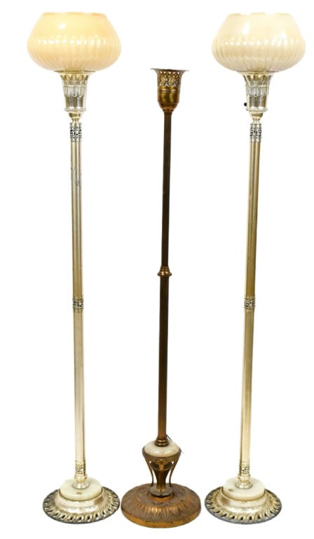(3) Vintage Funeral Torchiere Floor Lamps