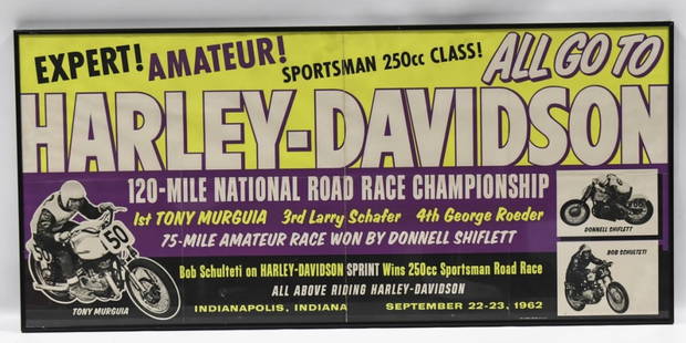 1963 Harley Davidson Motorcycle Race Dealer Poster