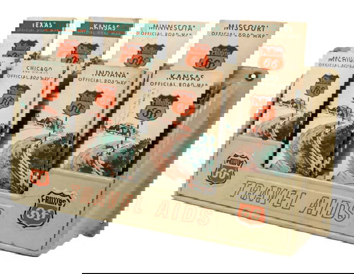 Vintage Phillips 66 Road Map Embossed Display Rack Auction