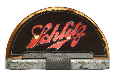 Early Schlitz Beer Lighted Glass Art Deco Sign