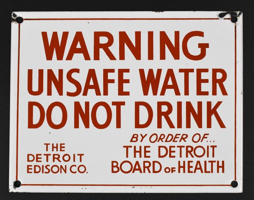 Vintage Ssp Detroit Michigan Unsafe Water Sign Auction