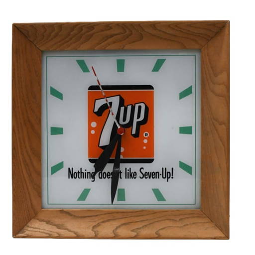 Vintage 7up Lighted Countertop Glass Clock By Ap