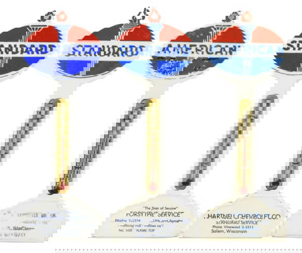 (3) Standard Oil / Amoco Pole Sign Thermometers