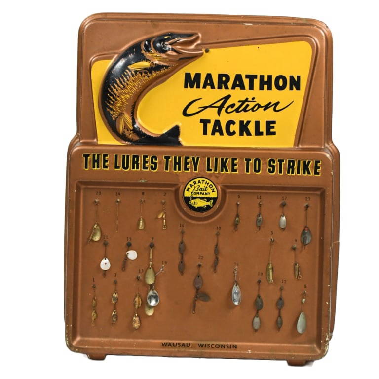 Vintage Marathon Tackle Fishing Lure Store Display Auction