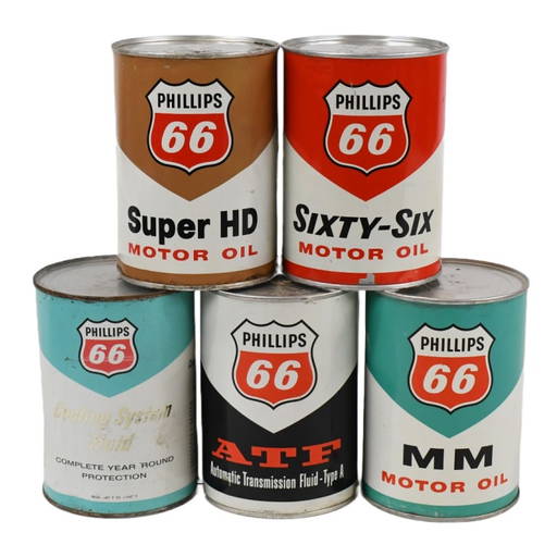 (5) Vintage Phillips 66 Metal Quart Oil Cans