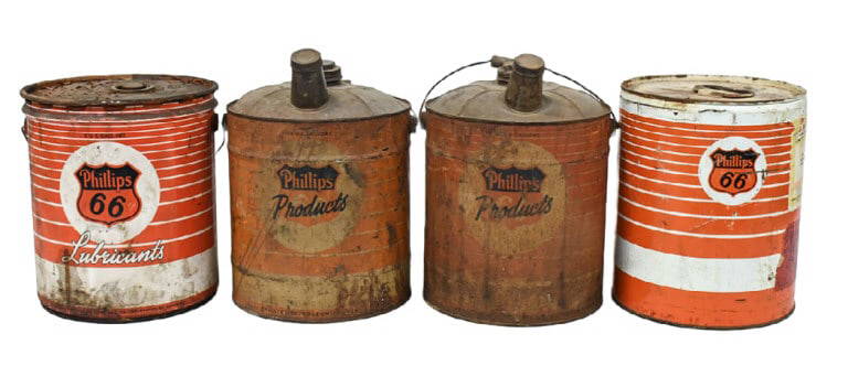 (4) Vintage Phillips 66 Lubricants 5 Gallon Cans