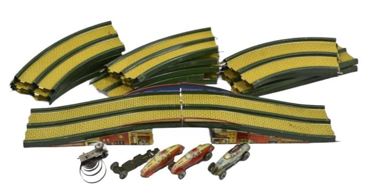 1930's Marx Tin Windup Race Car Set