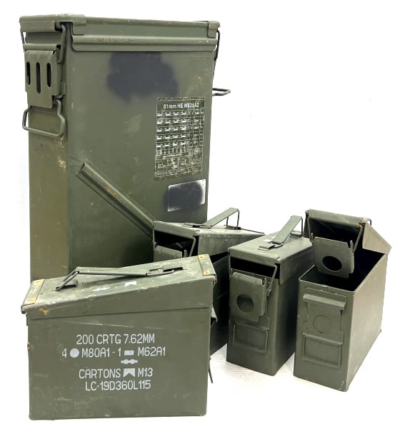 (5) 7.62 Ammo Cans & 8mm Ammo Can
