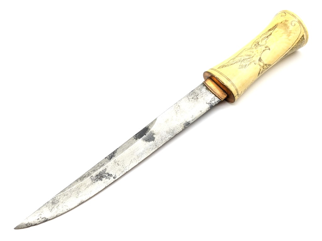 Antique Carved Bone Handle Dagger Auction