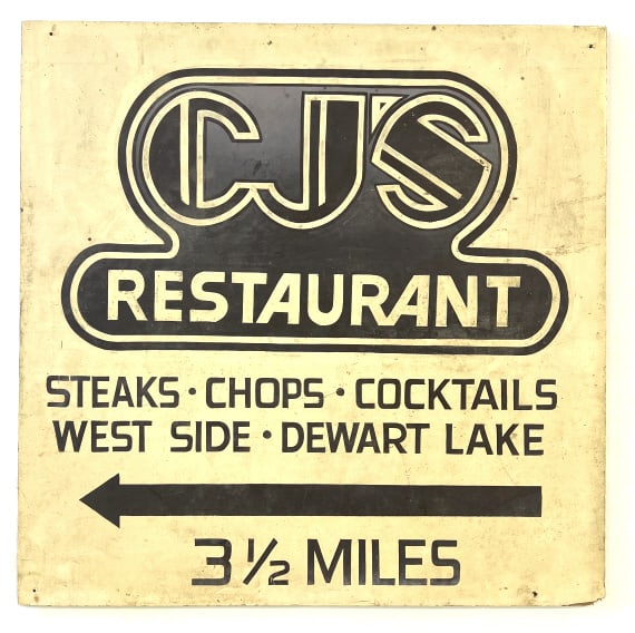 Wood Cjs Ds Restaurant Directional Advertisement Auction