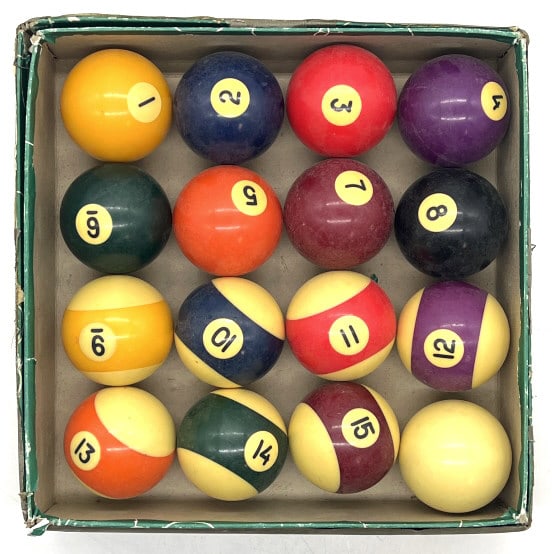 1950's Aramith Belgium Pocket Billiard Ball Set