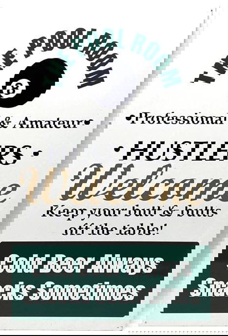 Metal Enamel Ss The Pool Room Sign Auction