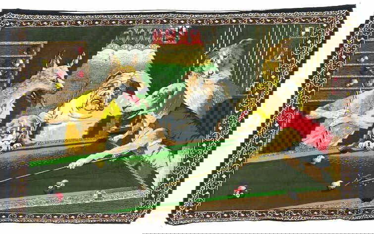 Wall Tapestry "jack The Ripper" Dogs Playing Pool Auction