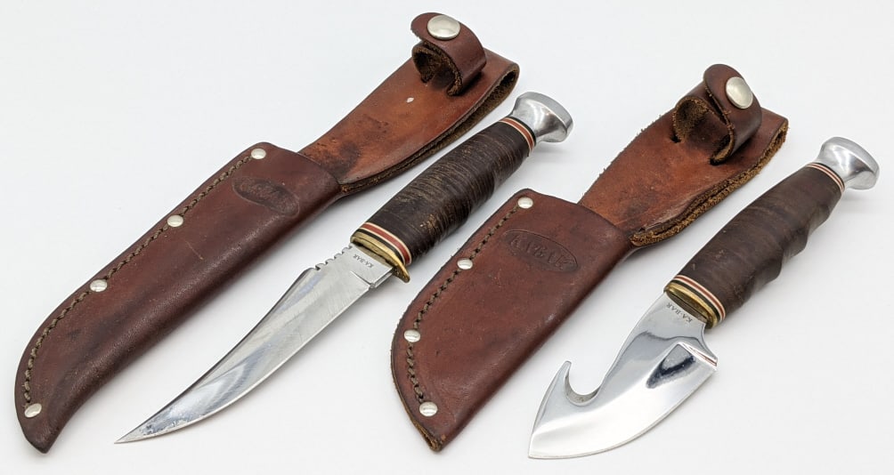 Ka-bar Fixed Blade Hunting Knife And Gut Knife Auction
