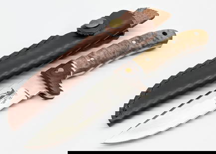 Drop Point Damascus Hunting Knife W/ Sheath