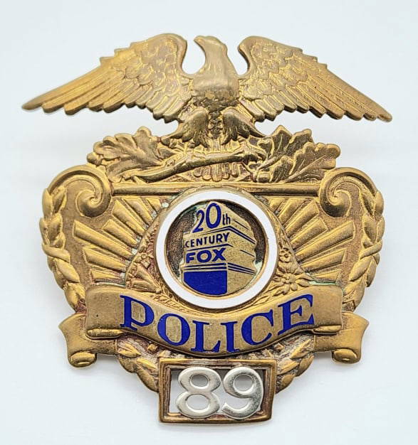 Obsolete 20th Century Fox Police Hat Badge #89 Auction