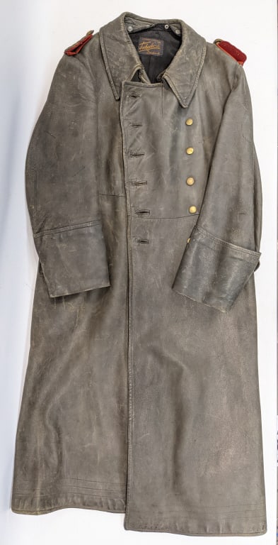 Ww2 German Grey Leather Major Officers Trench Coat Auction