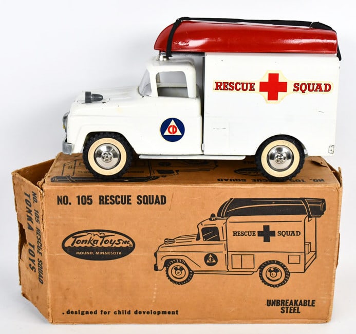 Original Tonka No. 105 Rescue Squad Truck W/ Box Auction