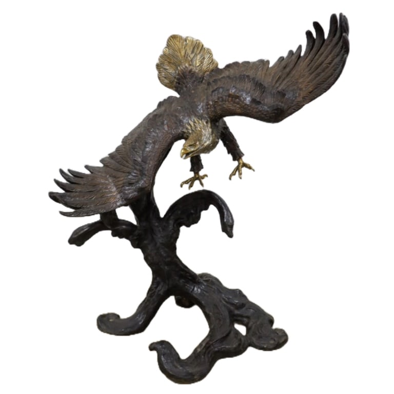 Monumental Right Facing Flying Eagle Bronze Statue Auction