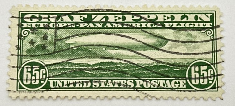 1930 U.s. 65 Cent Graf Zeppelin Stamp Scott #c13 Auction