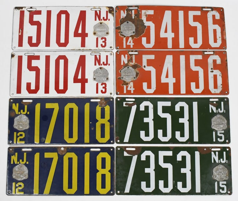 1912-1915 New Jersey Porcelain License Plate Sets Auction