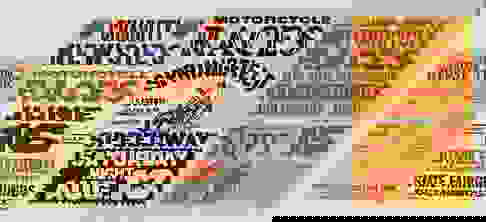 (4) Vintage Motorcycle Races Advertising Posters Auction