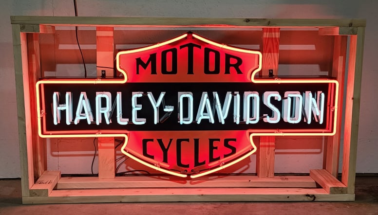 Custom Harley Davidson Tin 2-color Neon Sign Auction