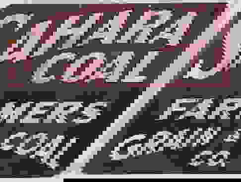 Vintage Dst Sahara Coal Farmers Grain & Coal Sign Auction