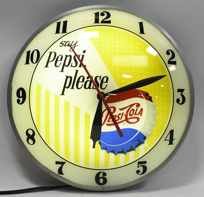 Vintage Pepsi-cola Double Blubble Lighted Clock Auction