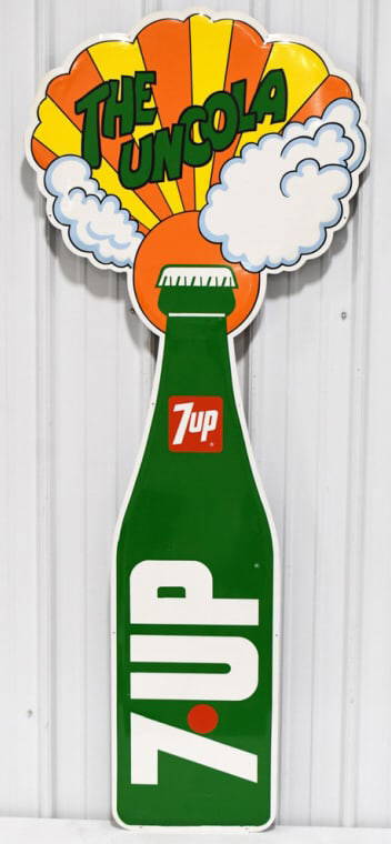 6ft Sst 7up Peter Max Style Embossed Bottle Sign Auction