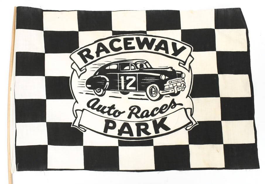 Vintage Raceway Park Auto Races Checkered Flag Auction
