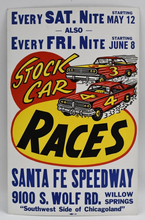 Vintage Santa Fe Speedway Stock Car Race Poster