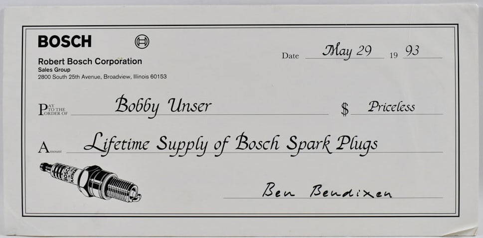 Unser's Lifetime Supply Of Bosch Spark Plugs Check