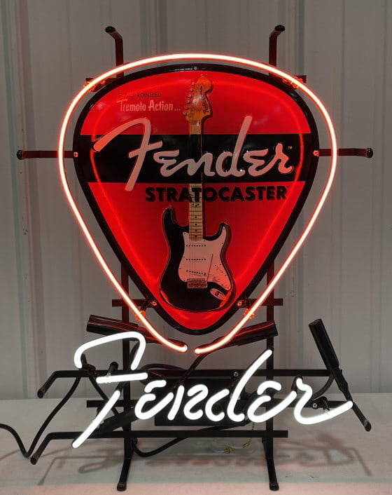 Fender Stratocaster Guitar Modern Neon Sign Auction