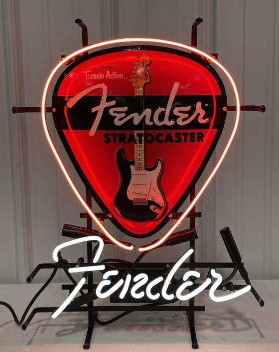 Fender Stratocaster Guitar Modern Neon Sign Auction