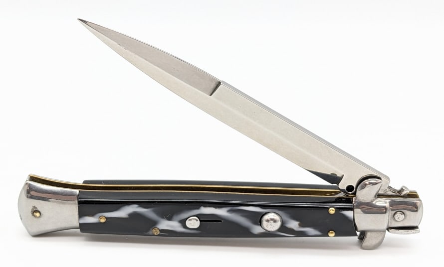 Frank B Italian Marbled Black Stiletto Switchblade Auction