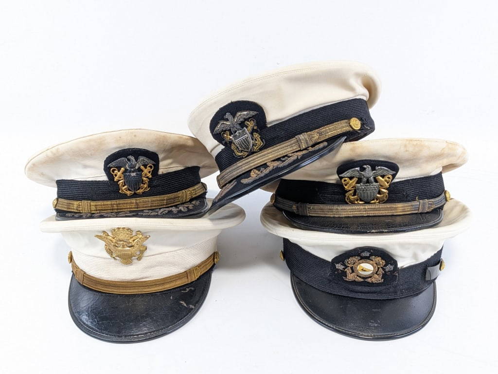 (5) White Us Military Dress Caps Auction