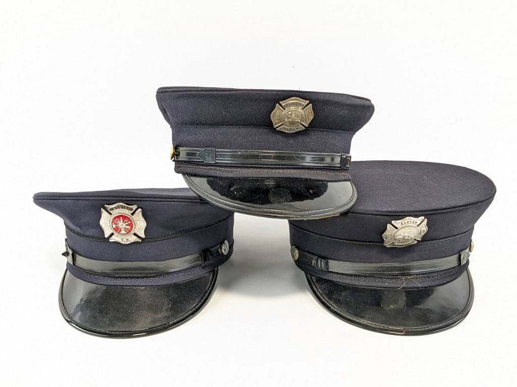 (3) New Hampshire & Vhc Fire Department Dress Caps Auction