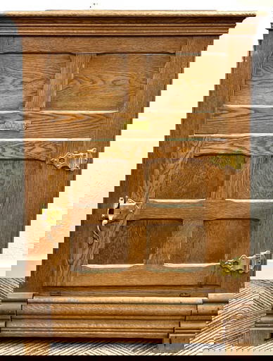 Antique Lapland Oak Ice Box W/ Brass Plate