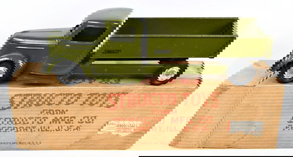 Original Structo Toys Army Truck W/ Structo Box Auction