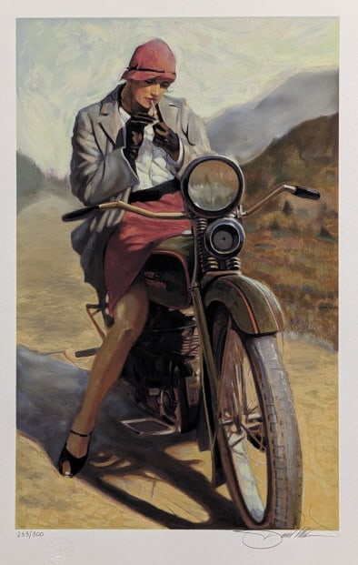 David Uhl Harley Davidson "ruby" Serigraph