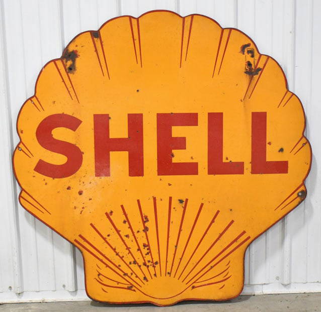 4ft Vintage Dsp Shell Service Station Die-cut Sign Auction