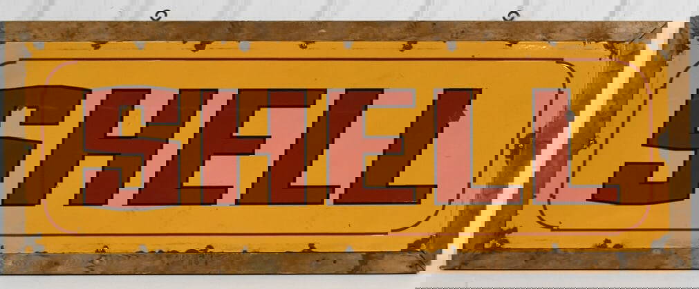 Vintage 58" Ssp Shell Service Station Sign Auction