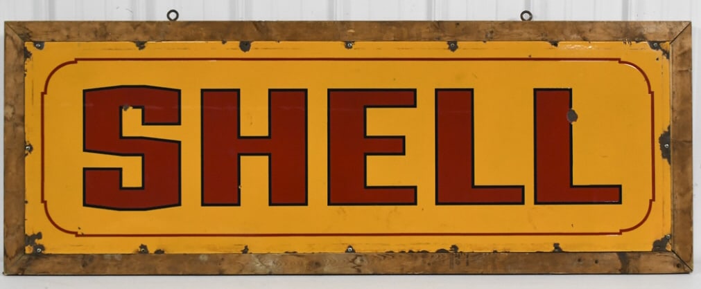 Vintage 58" Ssp Shell Service Station Sign Auction