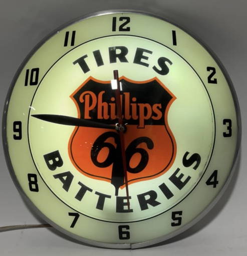 Vintage Phillips 66 Tires Double Bubble Clock