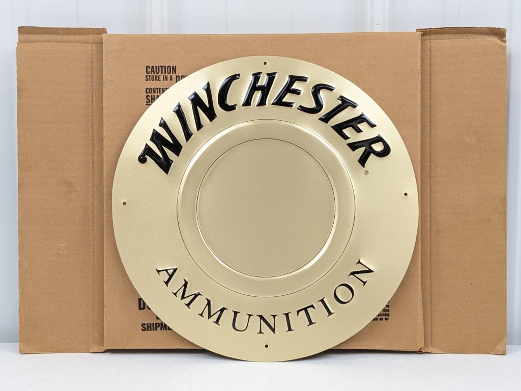 Winchester Ammunition Bullet Base Metal Sign Auction