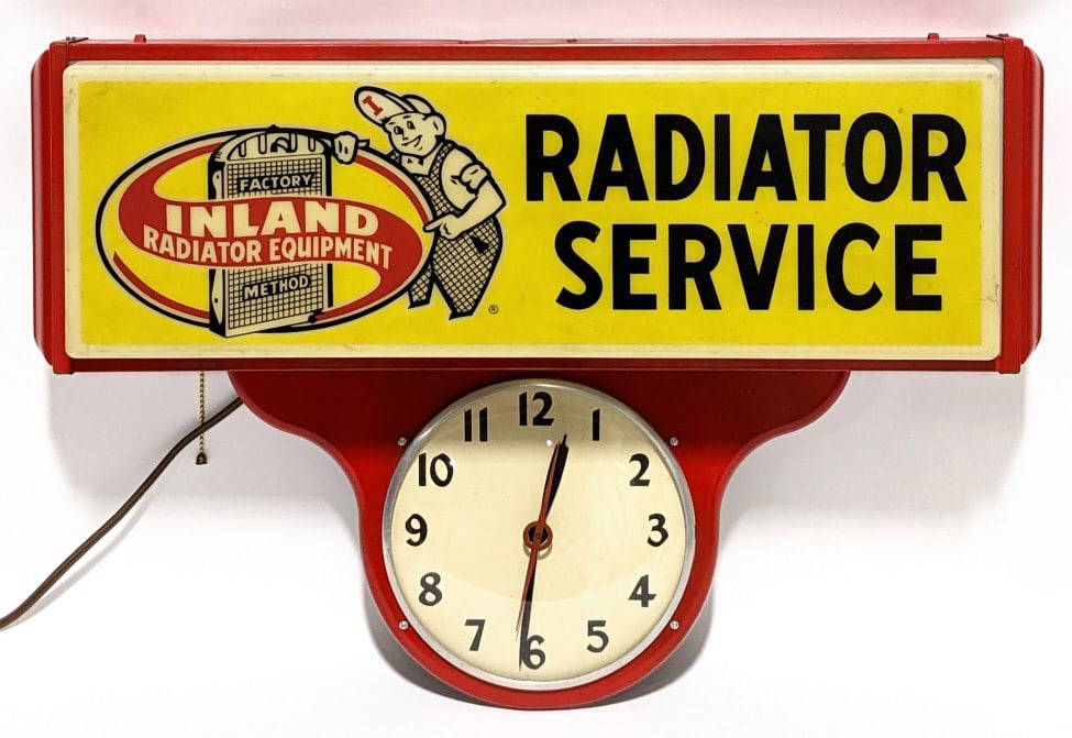 Inland Radiator Service Advertising Clock Auction