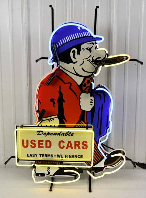 Used Cars Salesman Neon Fantasy Sign Auction