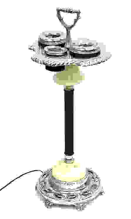 Vintage Smoke Stand With Art Deco Slag Glass Auction