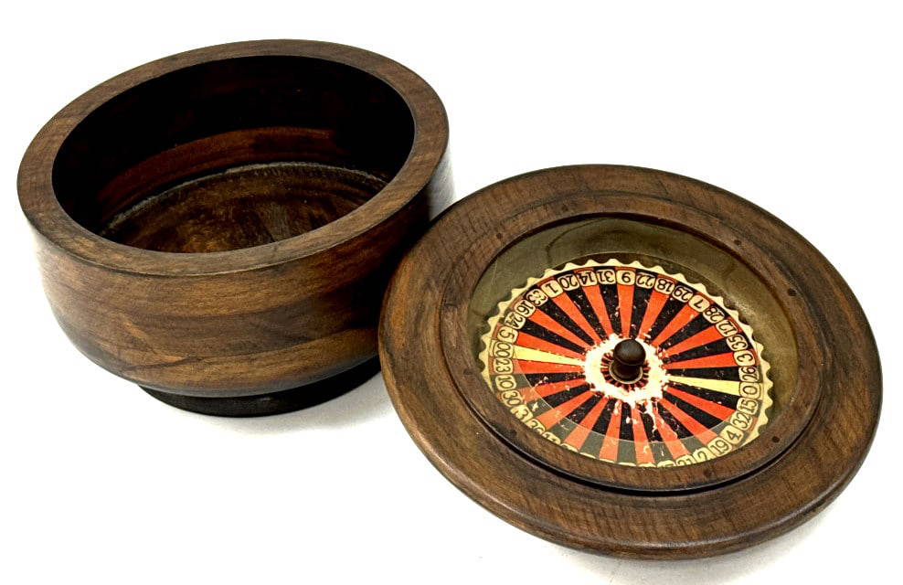 Antique Solid Hardwood Mini Roulette Wheel Auction